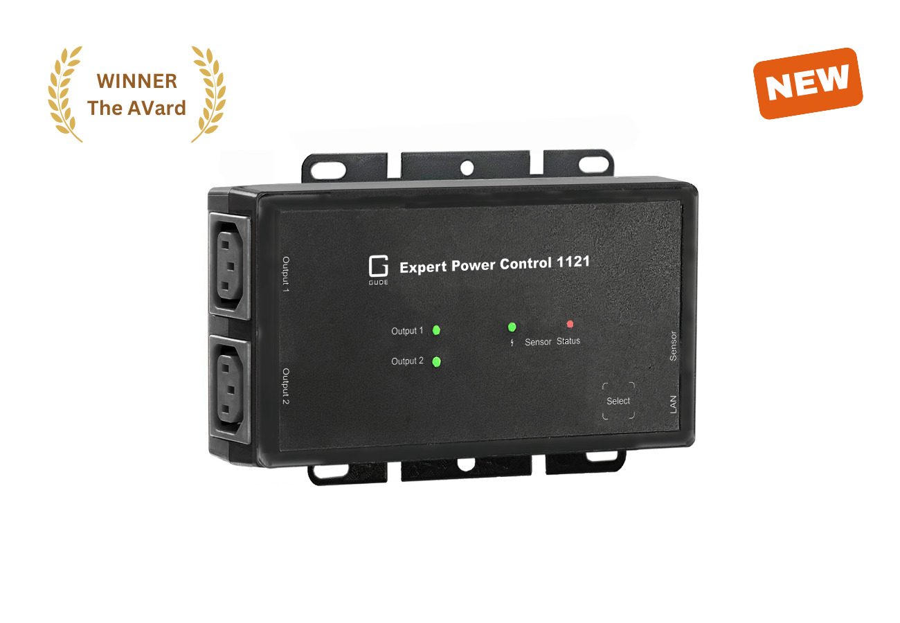 Small and smart 2-fold switched and metered PDU - GUDE Systems