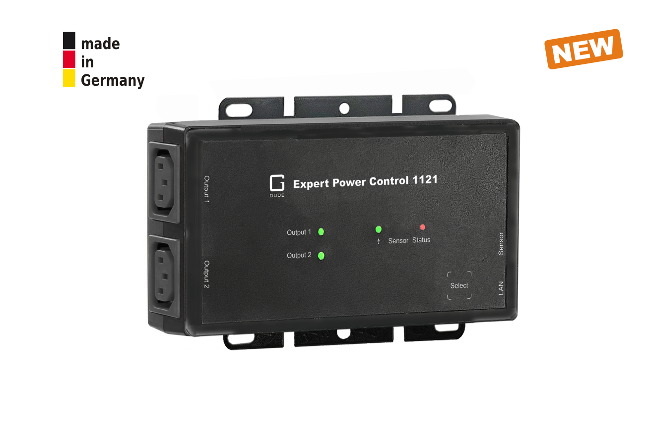 Small 2-fold switched and metered PDU - GUDE Systems