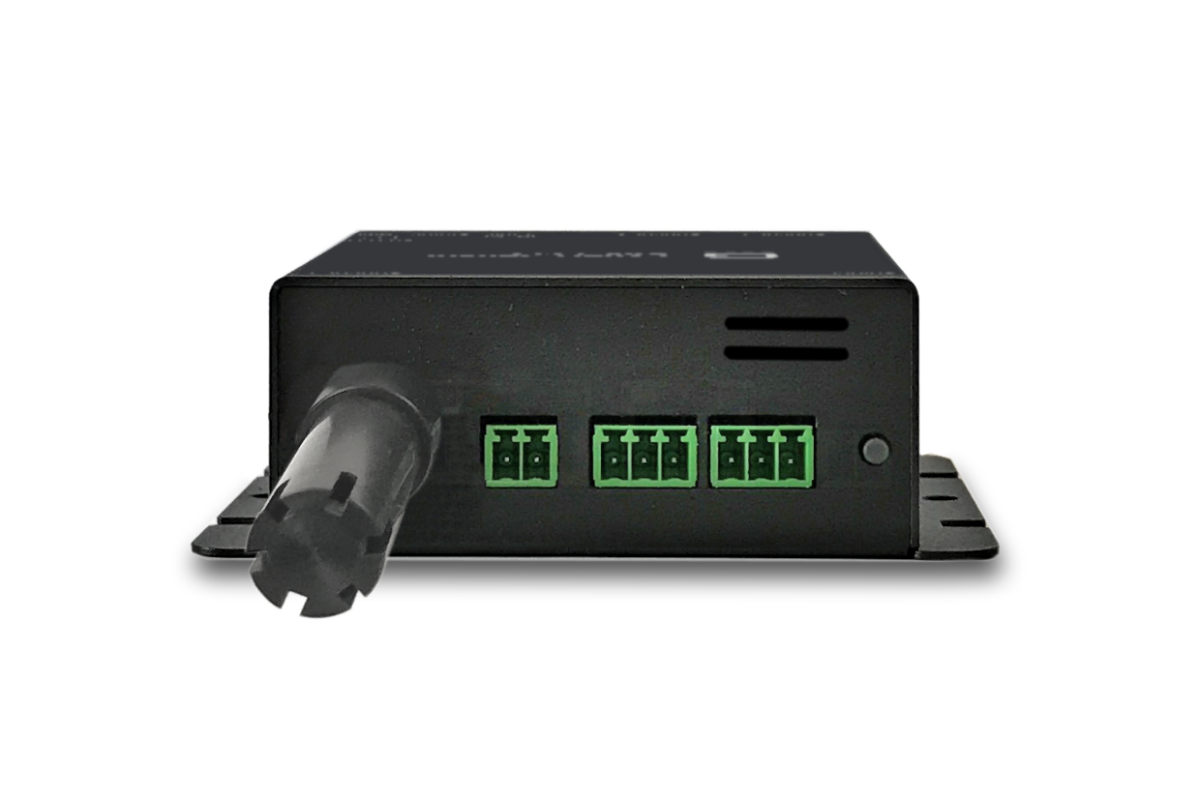 LAN sensor with relay output and signal input for environment monitoring - GUDE Systems