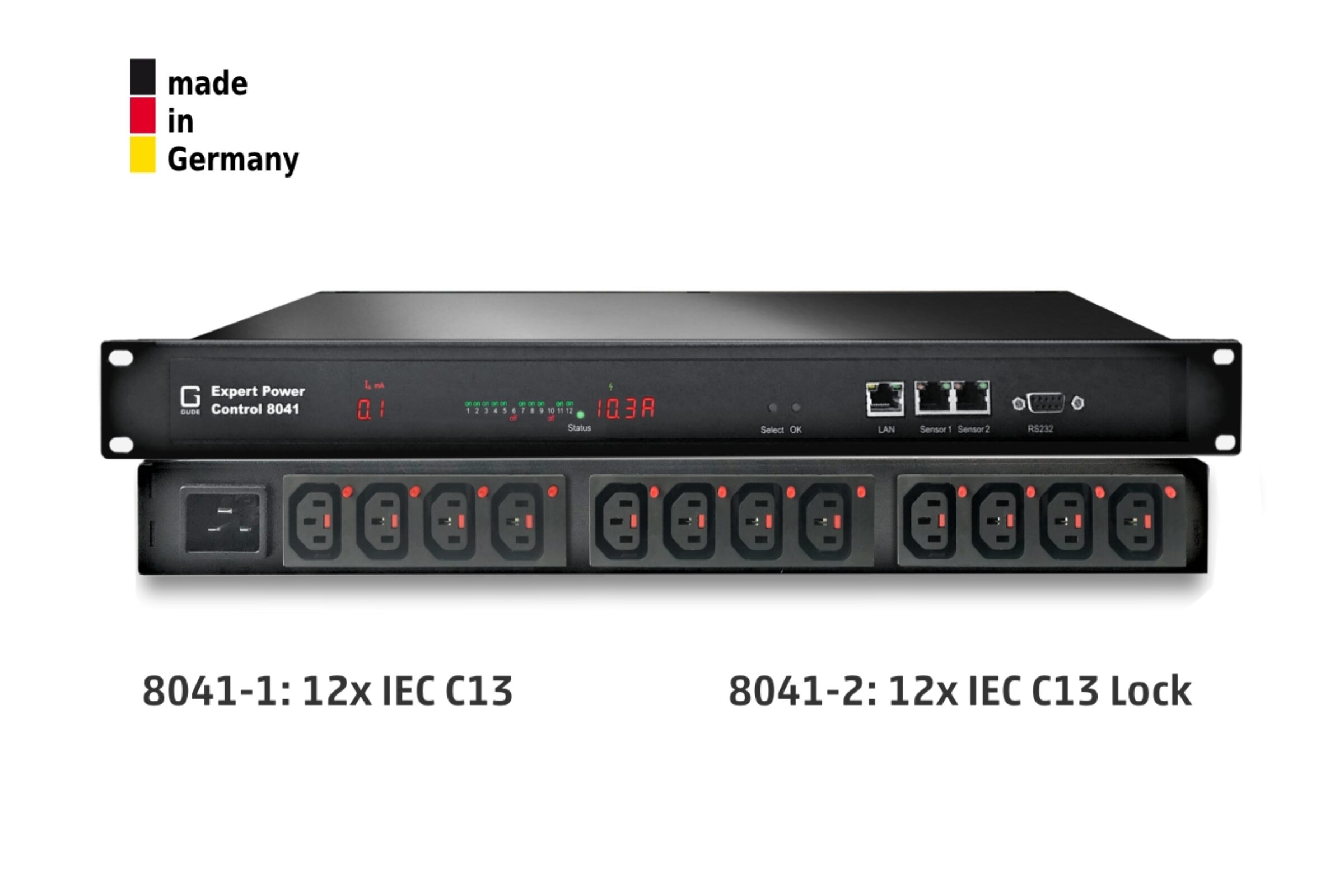 12-fold switched and metered PDU - GUDE Systems