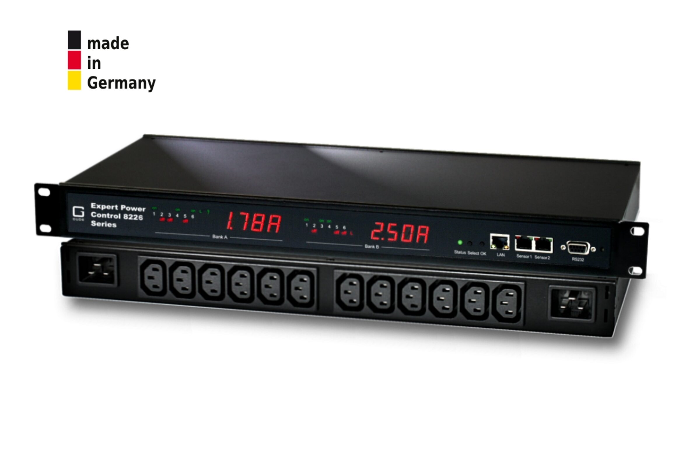 2x 6-fold switched and outlet-metered PDU - GUDE Systems