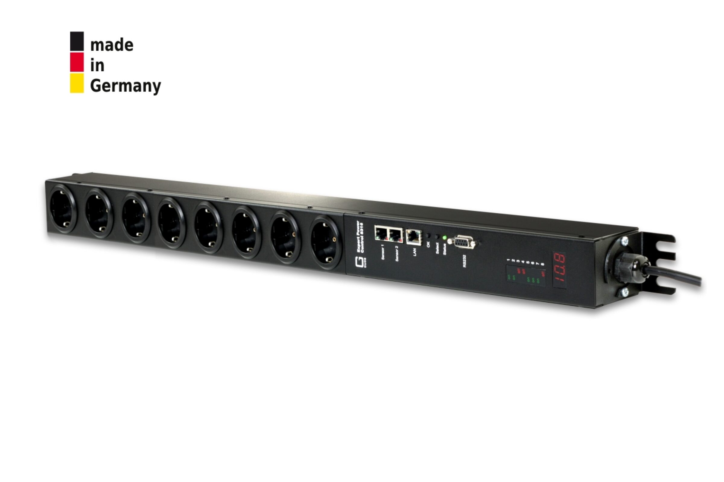 8-fold switched and metered PDU (vertical) - GUDE Systems