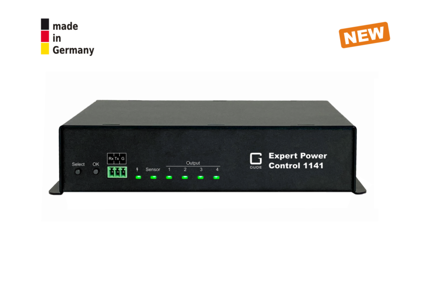 Small 4-fold switched and metered PDU - GUDE Systems